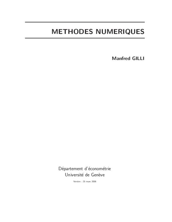 (PDF) METHODES NUMERIQUES