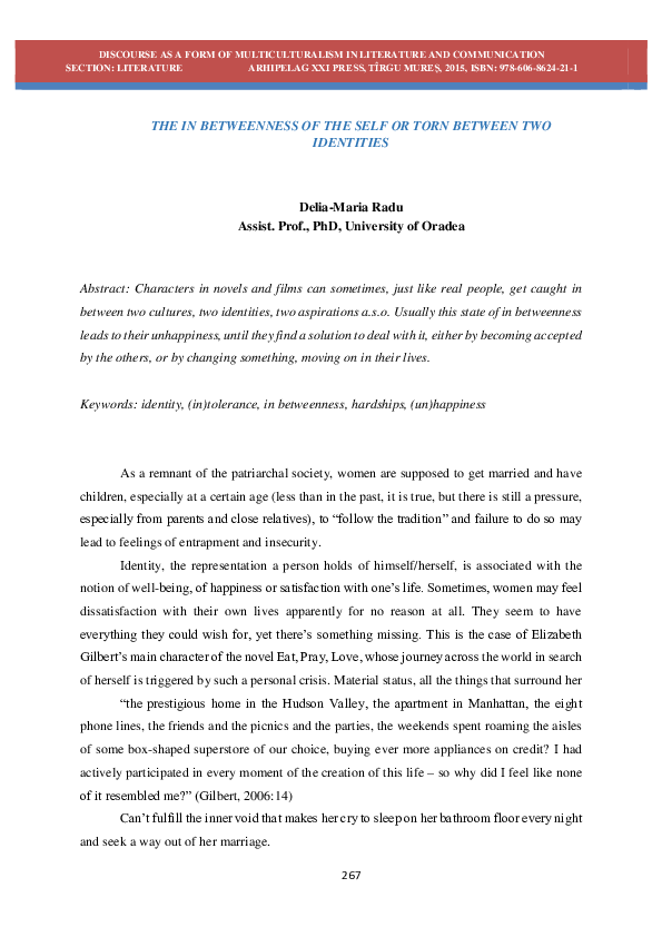 (PDF) The In Betweenness of the Self or Torn Between Two Identities ...