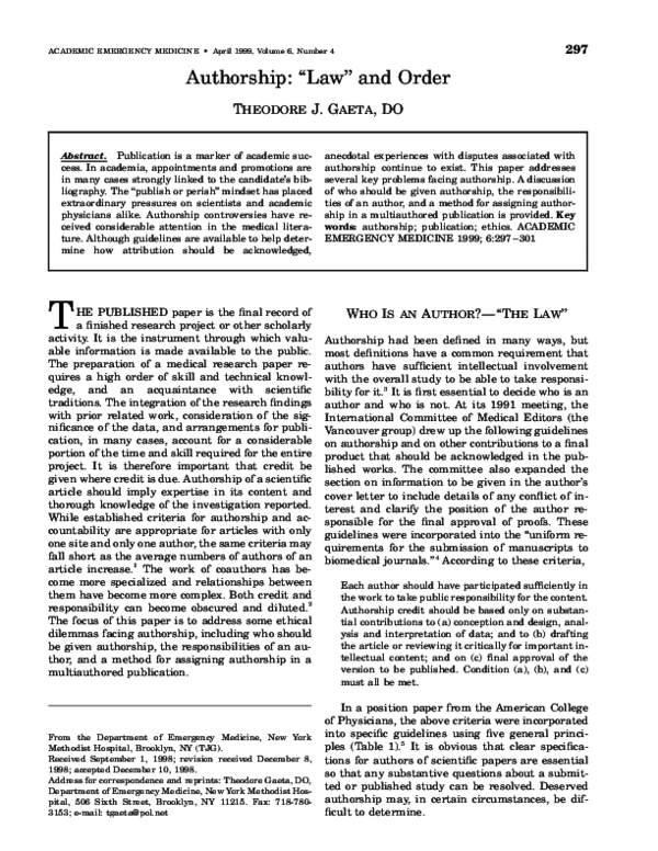 (PDF) Authorship: "Law" and Order