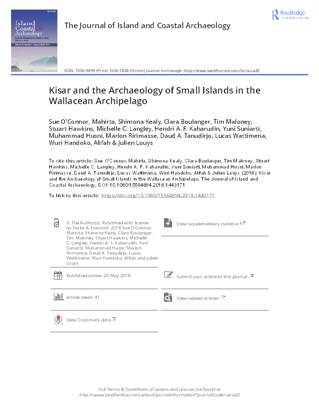 (PDF) The Journal of Island and Coastal Archaeology Kisar and the ...