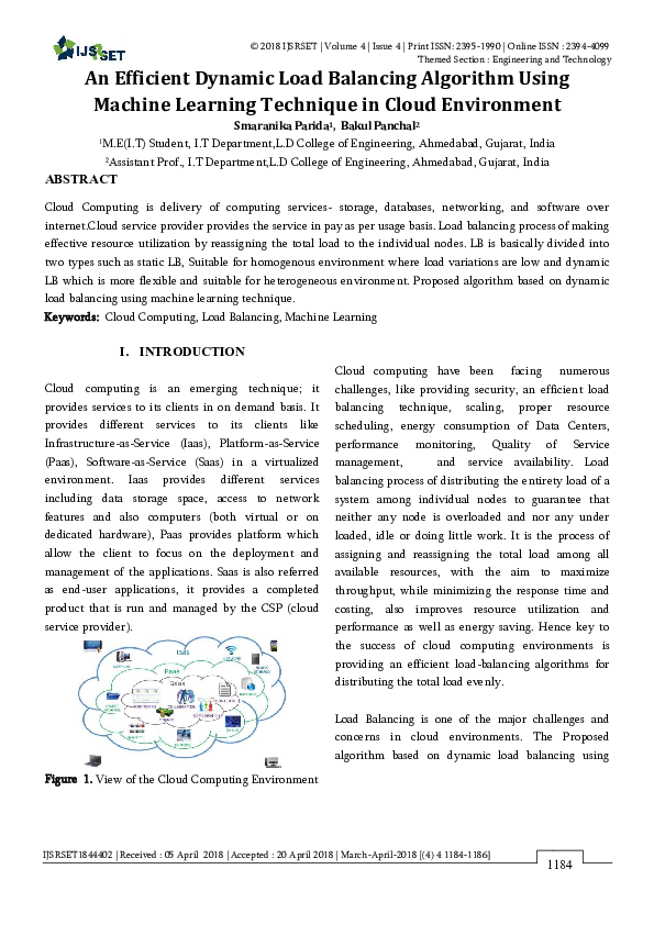 Pdf An Efficient Dynamic Load Balancing Algorithm Using Machine