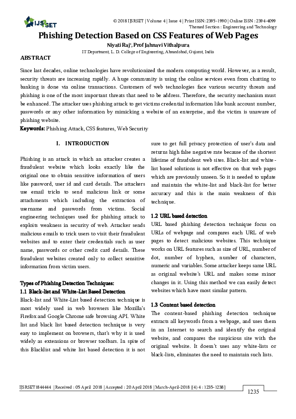 (PDF) Phishing Detection Based on CSS Features of Web Pages