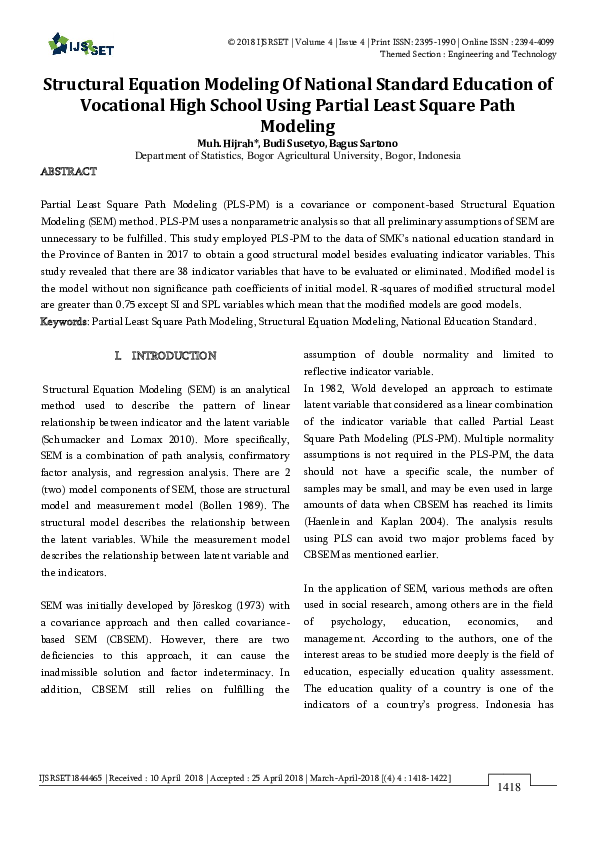 (PDF) Structural Equation Modeling Of National Standard Education of ...