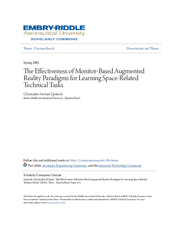 (PDF) The Effectiveness of Monitor-Based Augmented Reality Paradigms ...