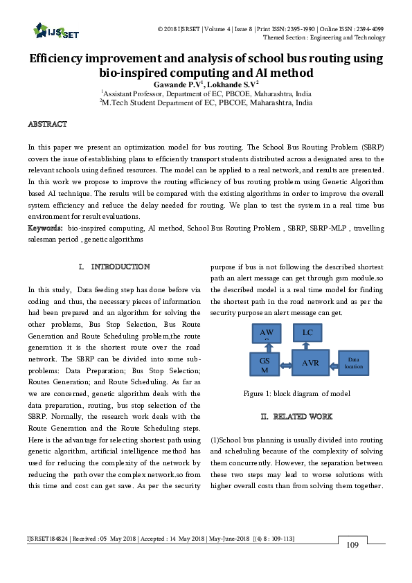 (PDF) Efficiency improvement and analysis of school bus routing using bio-inspired computing and ...