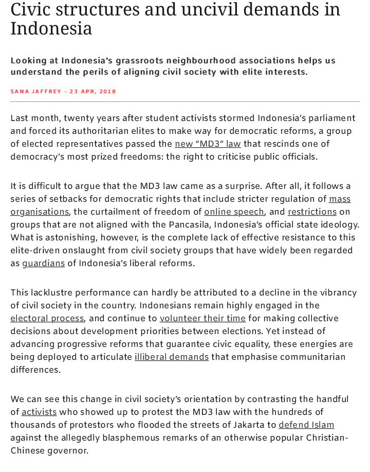 (PDF) Civic structures and uncivil demands in Indonesia