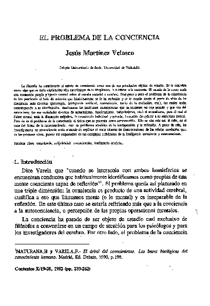 (PDF) EL PROBLEMA DE LA CONCIENCIA