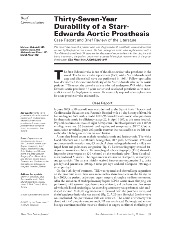 (PDF) Thirty-seven-year durability of a Starr-Edwards aortic prosthesis ...