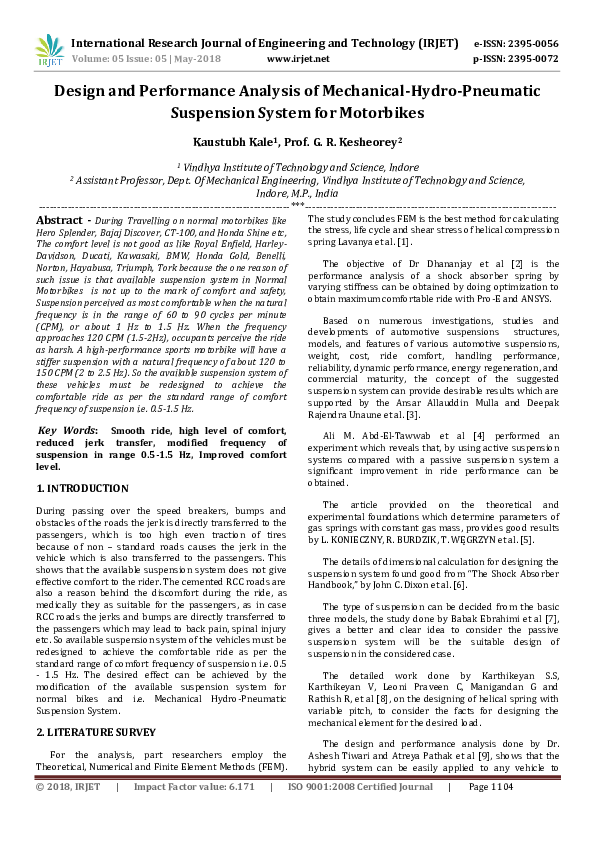 (PDF) IRJET- Design and Performance Analysis of Mechanical-Hydro ...