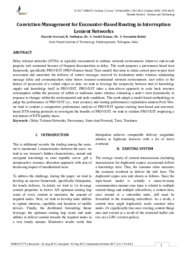 (PDF) Conviction Management for Encounter-Based Routing in Interruption Lenient Networks
