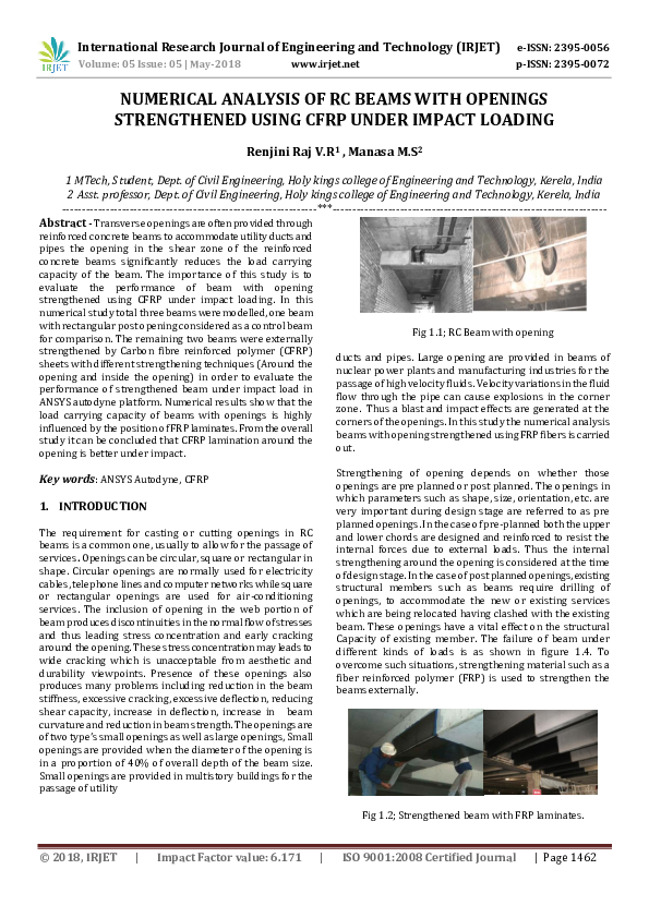 (PDF) IRJET- NUMERICAL ANALYSIS OF RC BEAMS WITH OPENINGS STRENGTHENED USING CFRP UNDER IMPACT ...