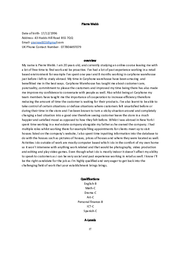 (PDF) Pierre Webb CV | pierre webb - Academia.edu