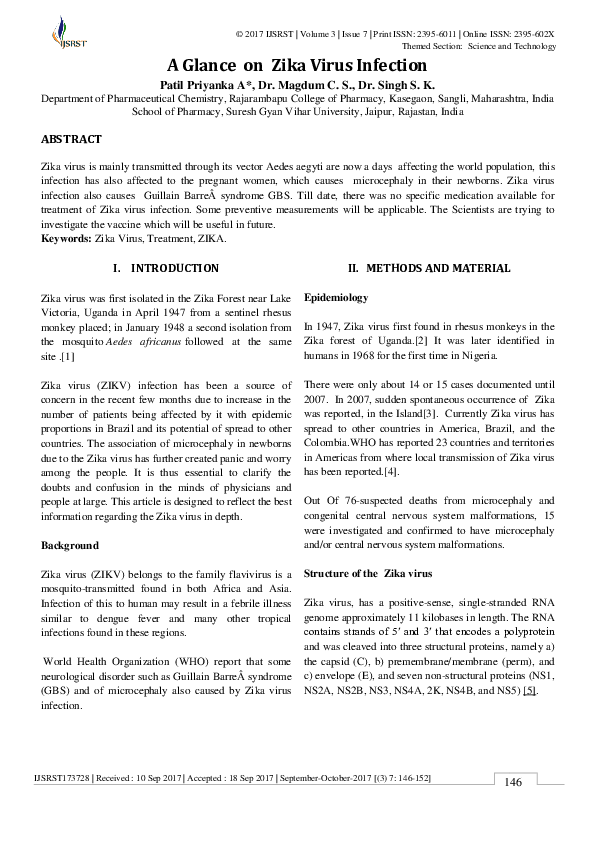 (PDF) A Glance on Zika Virus Infection
