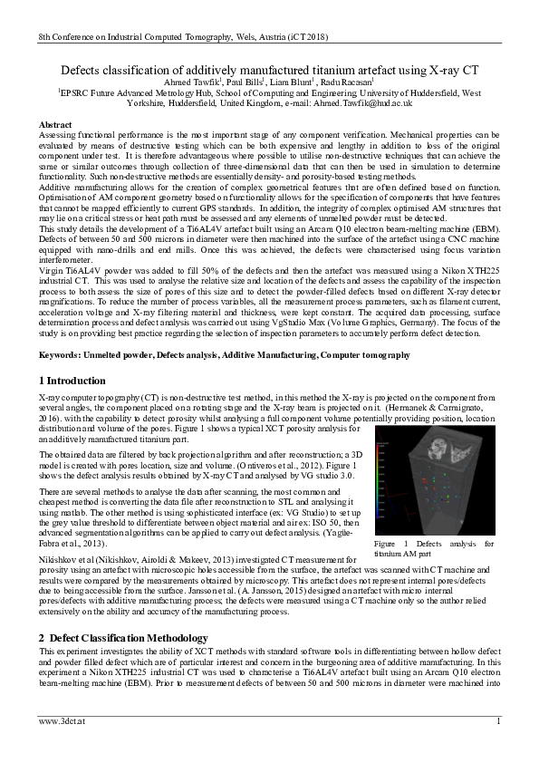 (PDF) Defects classification of additively manufactured titanium ...