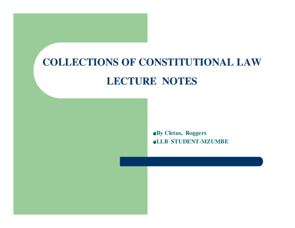 (PDF) COLLECTIONS OF CONSTITUTIONAL LAW LECTURE NOTES