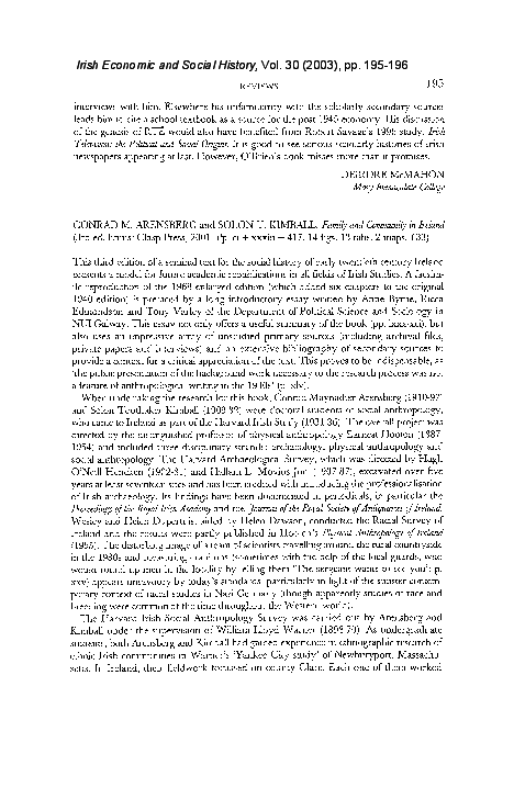 (PDF) Conrad M. Arensberg and Solon T. Kimball, Family and Community in ...