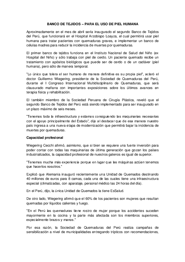 (PDF) BANCO DE TEJIDOS – PARA EL USO DE PIEL HUMANA