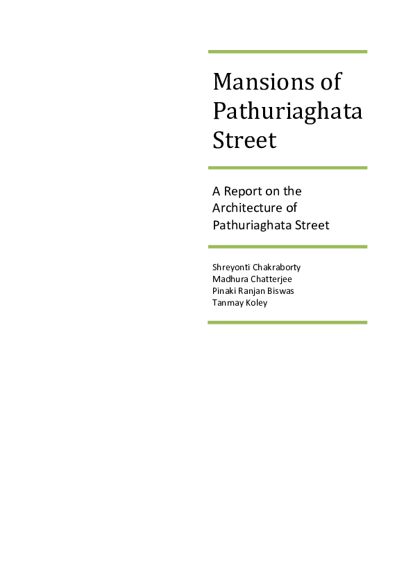 (PDF) Mansions of Pathuriaghata Street A Report on the Architecture of ...