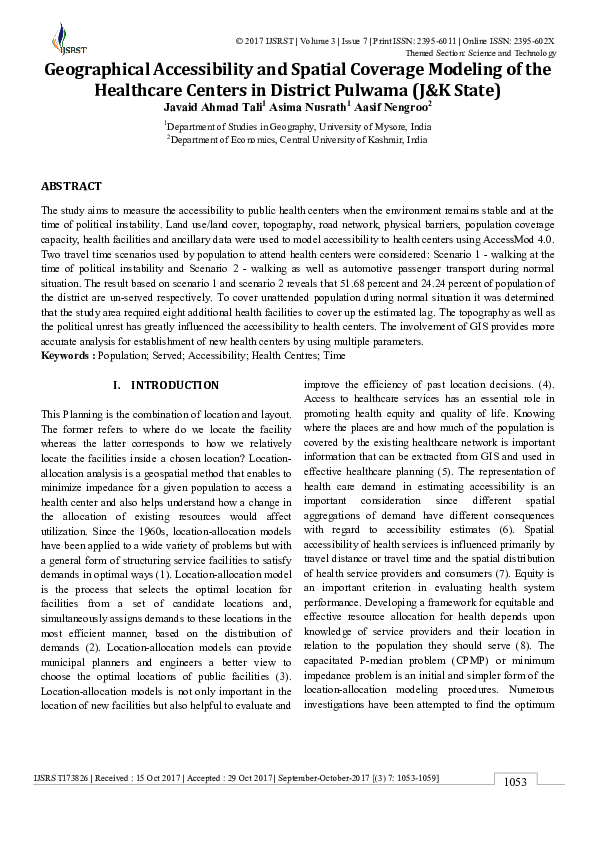 (PDF) Geographical Accessibility and Spatial Coverage Modeling of the ...