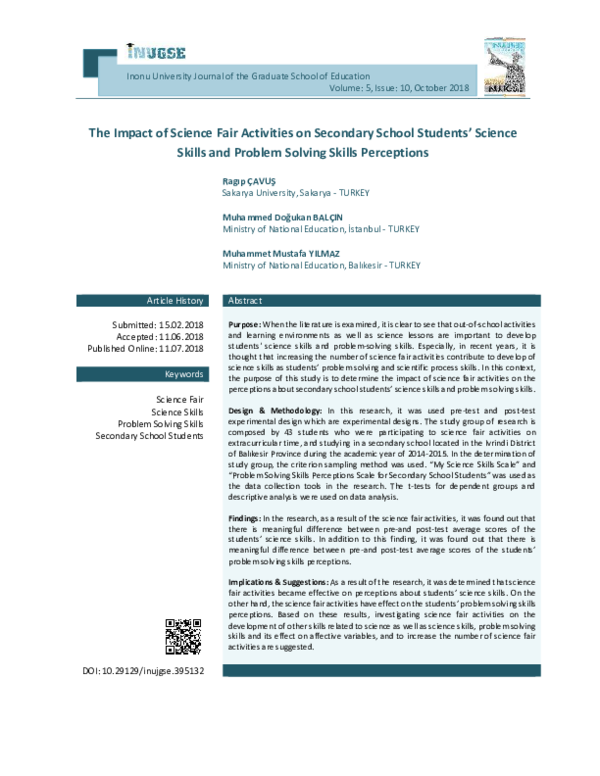 (PDF) The Impact of Science Fair Activities on Secondary School ...