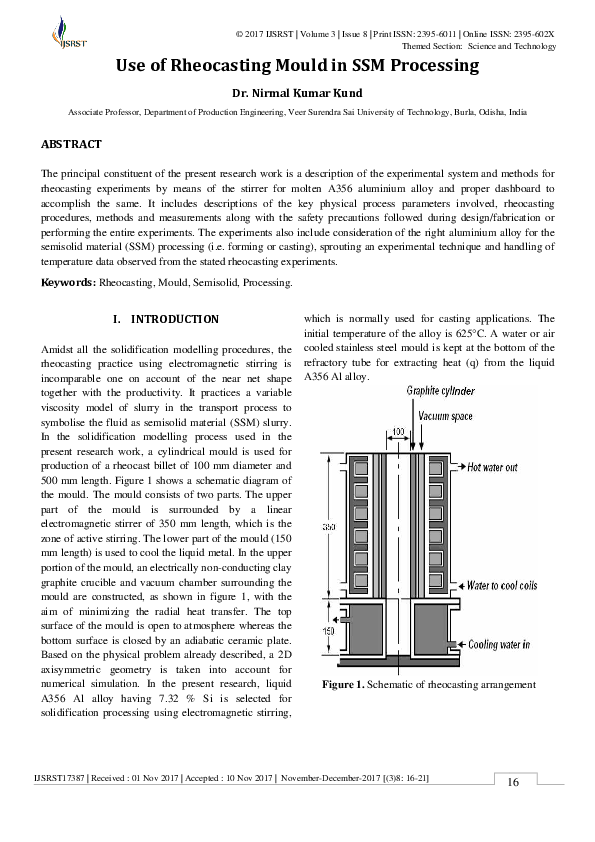(PDF) Use of Rheocasting Mould in SSM Processing