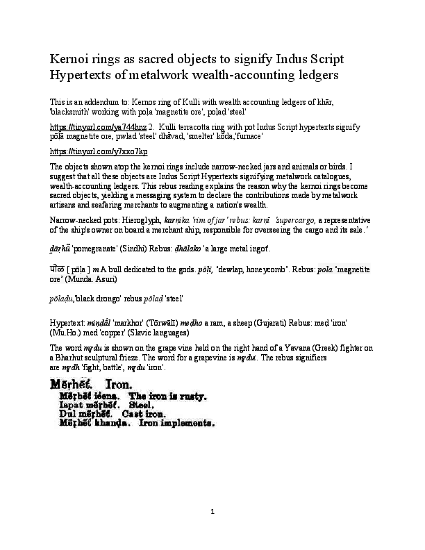 (PDF) Kernoi rings as sacred objects to signify Indus Script Hypertexts ...