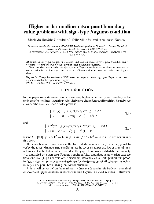 Pdf Higher Order Nonlinear Two Point Boundary Value Problems With