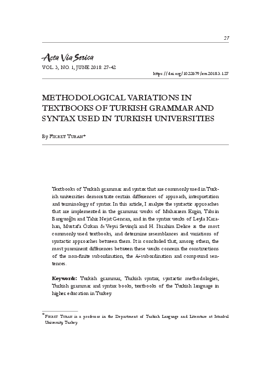 (PDF) “Methodological Variations in Textbooks Of Turkish Grammar and ...