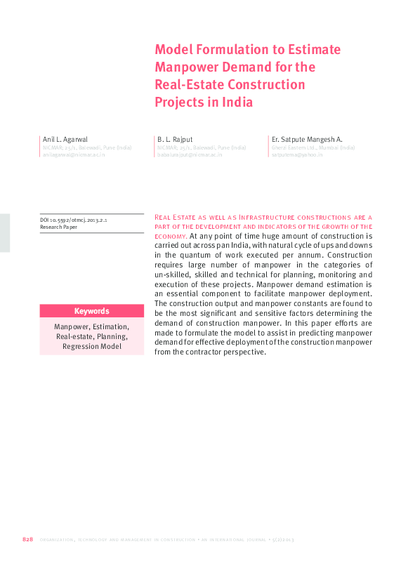 (PDF) Model Formulation to Estimate Manpower Demand for the Real-Estate ...