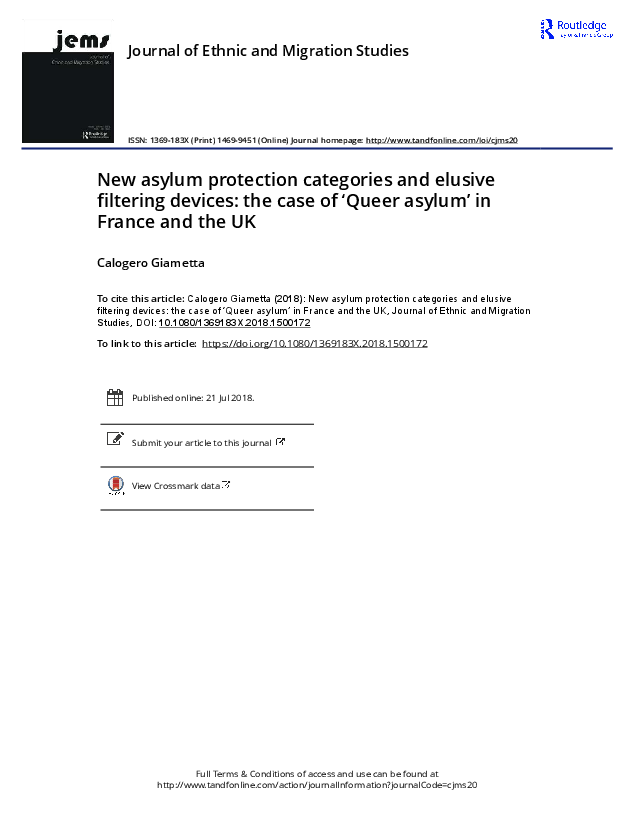 (PDF) New asylum protection categories and elusive filtering devices ...