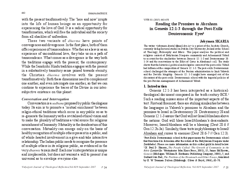 (PDF) Reading the Promises to Abraham in Genesis 12:1-3 through the ...