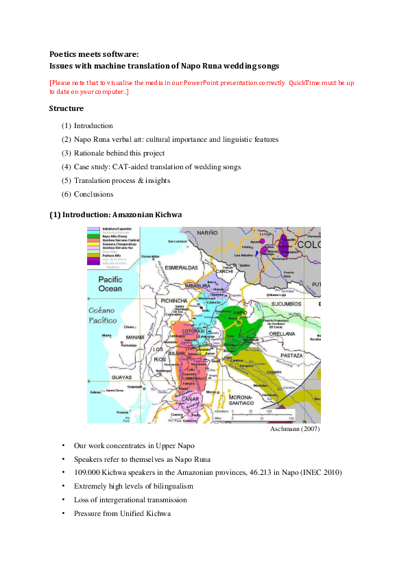 (PDF) Challenges in Translating Napo Runa Wedding Songs
