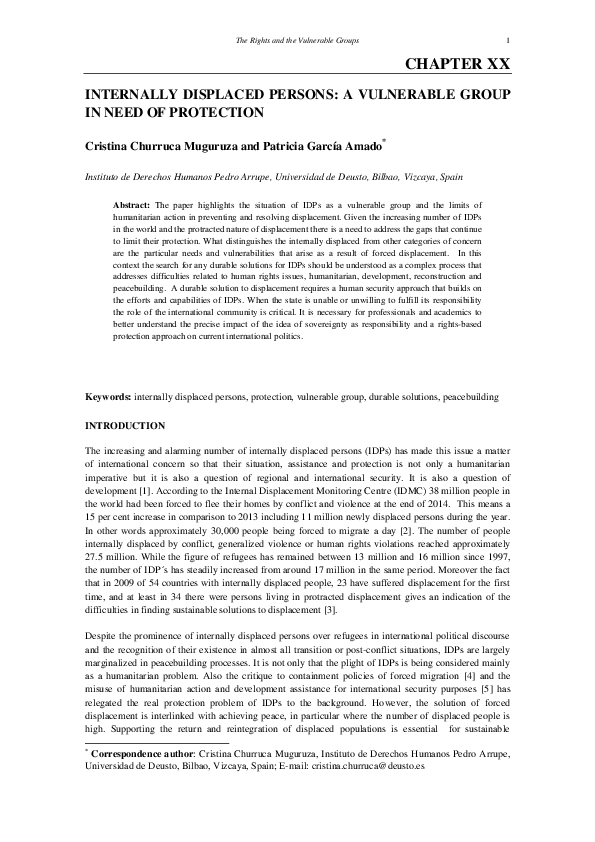 (PDF) The Rights and the Vulnerable Groups CHAPTER XX INTERNALLY ...