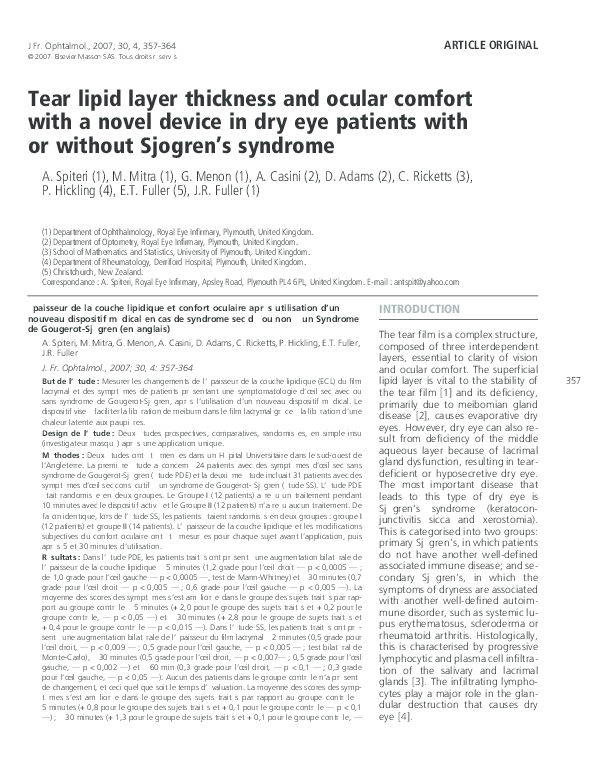 (PDF) Tear lipid layer thickness and ocular comfort with a novel device ...