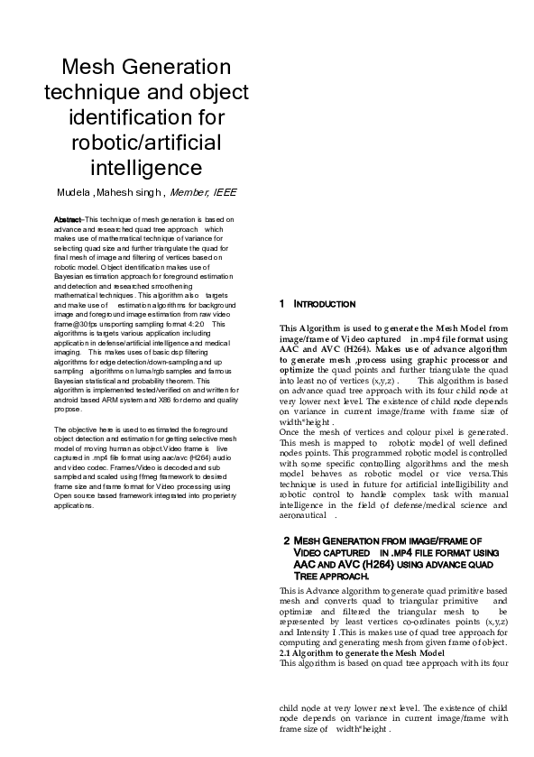 (PDF) Mesh Generation technique and object identification for robotic ...