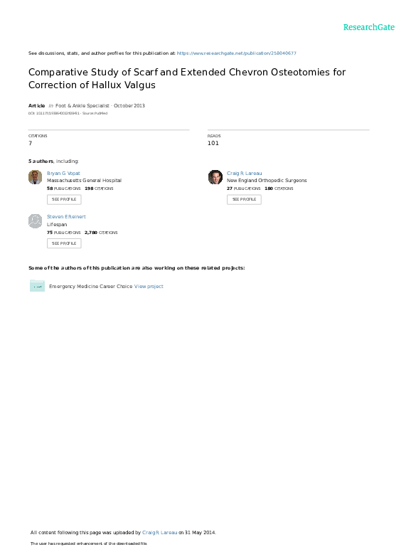 (PDF) Comparative study of scarf and extended chevron osteotomies for ...