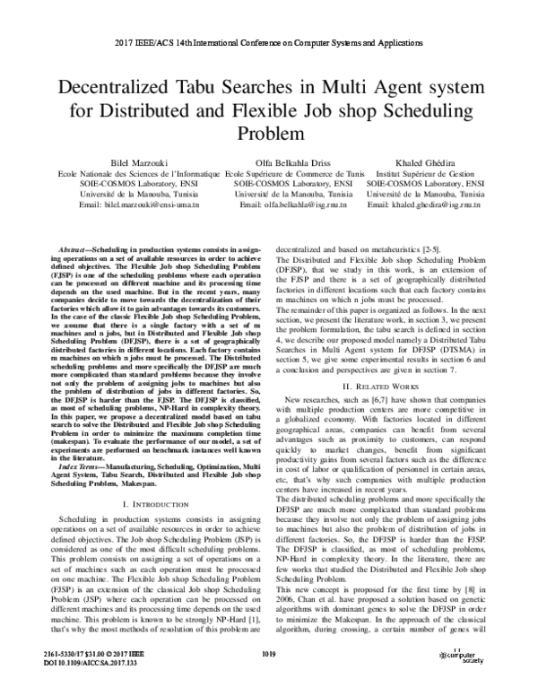 (PDF) Decentralized Tabu Searches in Multi Agent system for Distributed ... (PDF) Decentralized Tabu Searches in Multi Agent system for Distributed ...