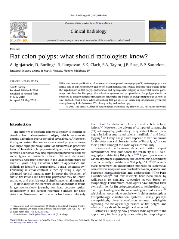 (PDF) Flat colon polyps: what should radiologists know?