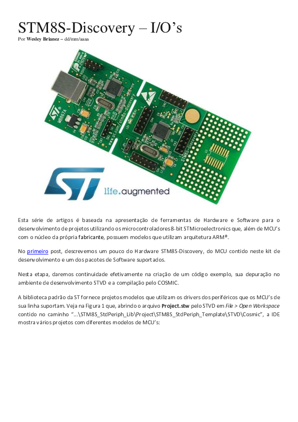 (PDF) 01_Embarcados_STM8S-Discovery - Input & Output.pdf