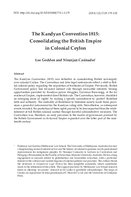 (PDF) The Kandyan Convention 1815: Consolidating the British Empire in ...