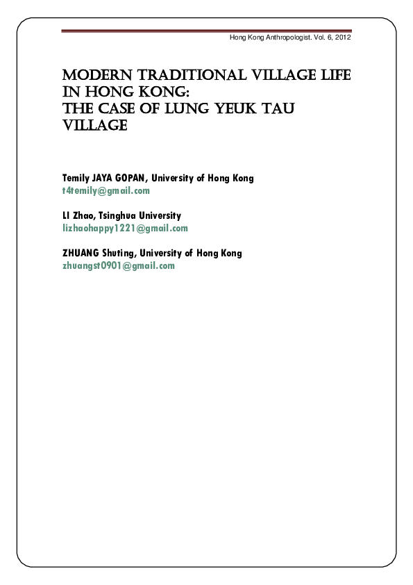 (PDF) Modern Traditional Village Life in Hong Kong: The case of Lung ...