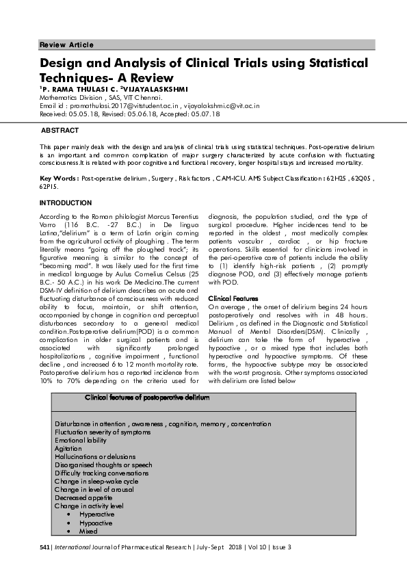 (PDF) Design and Analysis of Clinical Trials using Statistical ...