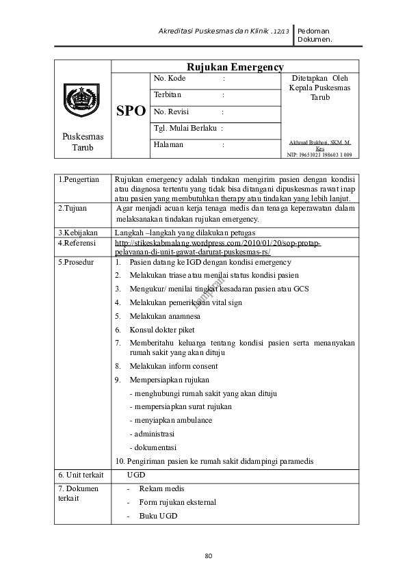 (DOC) Spo rujukan emergency