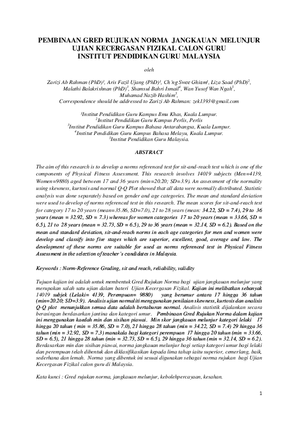 (PDF) PEMBINAAN GRED RUJUKAN NORMA JANGKAUAN MELUNJUR UJIAN KECERGASAN ...