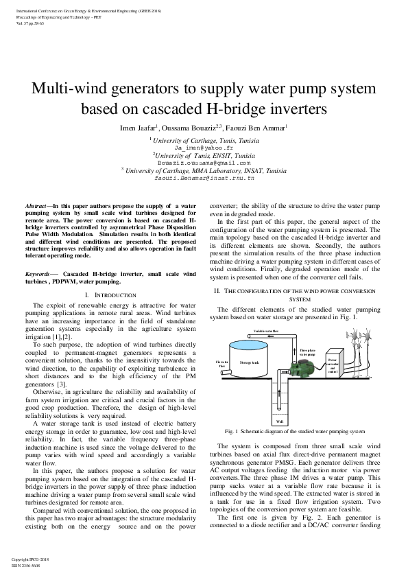 (PDF) Multi-wind generators to supply water pump system based on ...