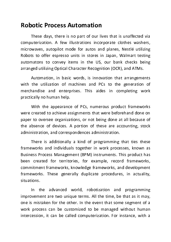 (DOC) Robotic Process Automation