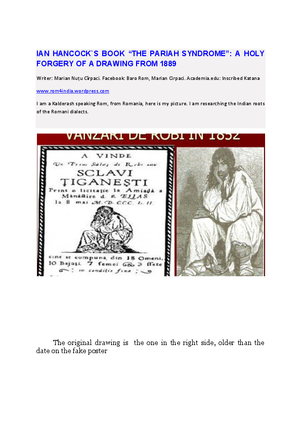 (PDF) IAN HANCOCK`S BOOK " THE PARIAH SYNDROME " : A HOLY FORGERY OF A ...