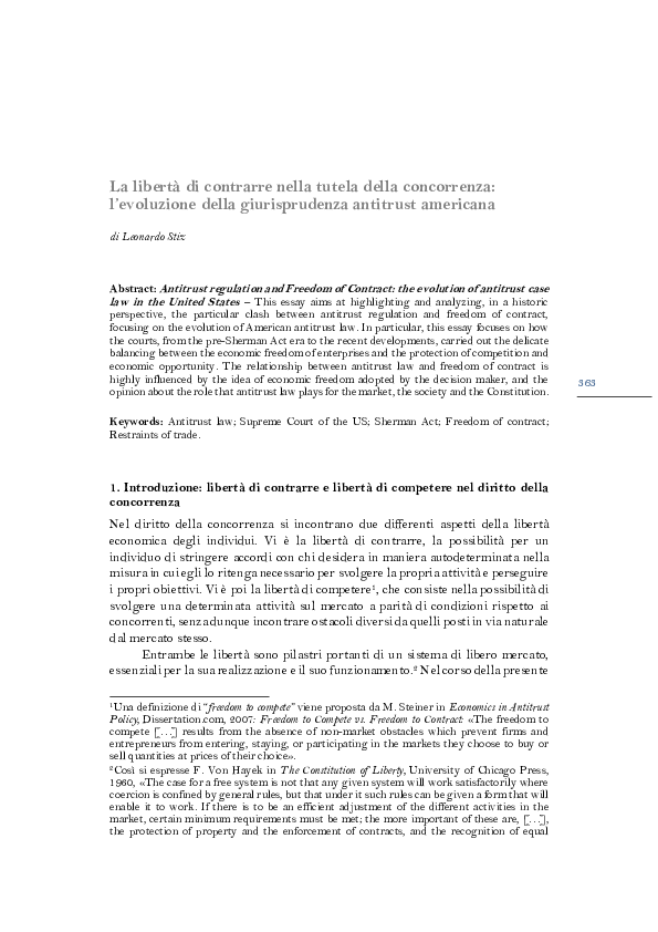 (PDF) La libertà di contrarre nella tutela della concorrenza: l ...