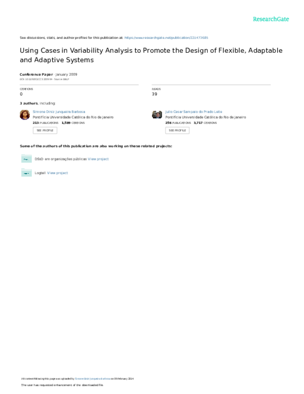 (PDF) Using Cases in Variability Analysis to Promote the Design of ...
