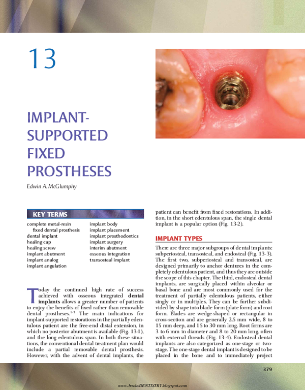 (PDF) 3 IMPLANT- SUPPORTED FIXED PROSTHESES